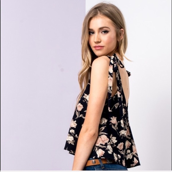 Tops | Crepe Print Flare Crop Top W Tie Shoulder | Poshmark